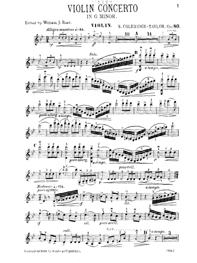 Violin Concerto (Violin Part) - Coleridge Taylor | PDF