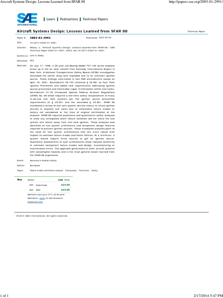 Lessons Learned From SFAR 88 | PDF | Law | Technology & Engineering