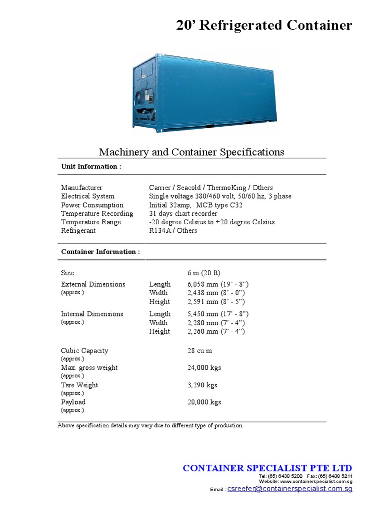 20' Refrigerated Container - 2 | PDF | Ac Power Plugs And Sockets | Lease
