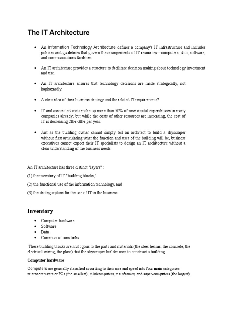 The IT Architecture - Closure | PDF | Strategic Management | Information