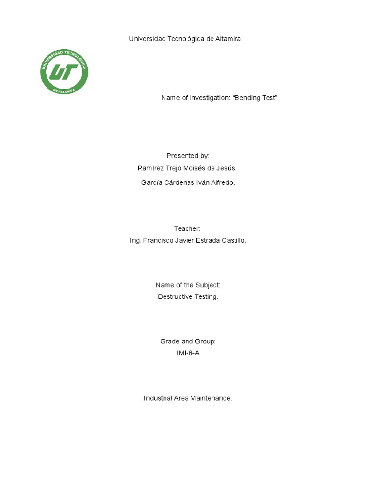 Bending Test. | PDF | Bending | Strength Of Materials