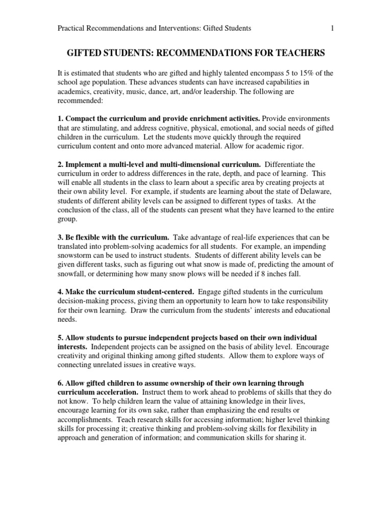 Strategies for Teaching Gifted Students | PDF | Intellectual Giftedness ...