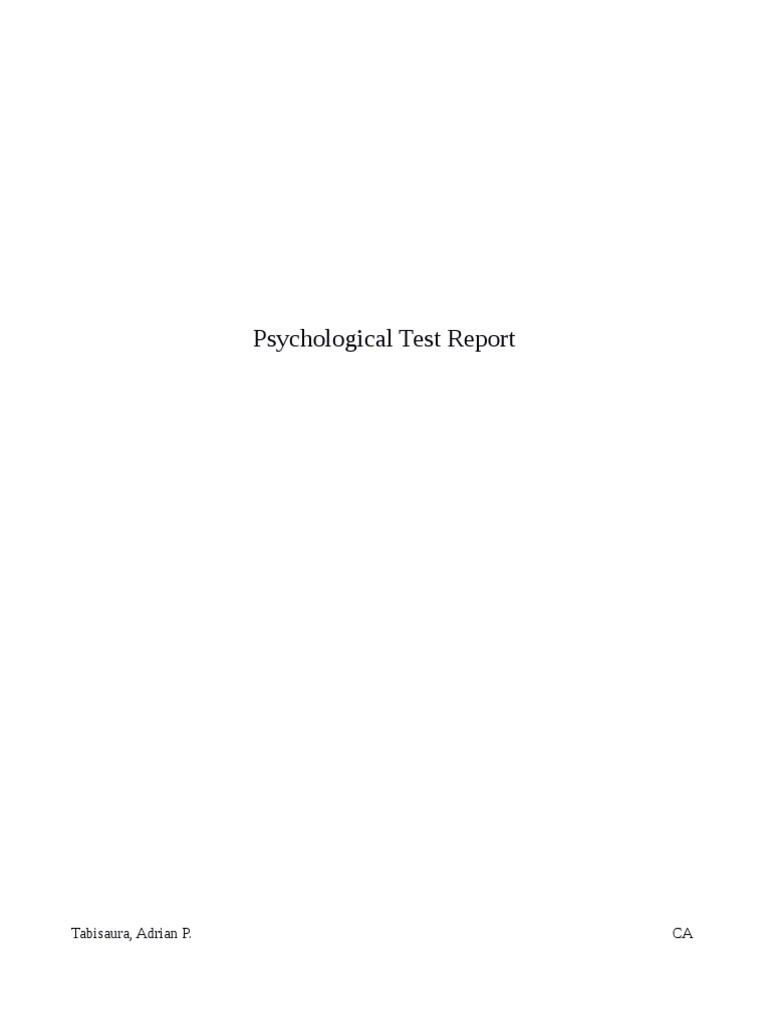 Psychological Test Report | PDF | Psychological Testing | Adolescence