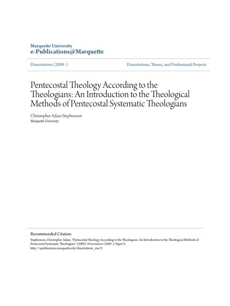 Pentecostal Theology According To The Theologians - An Introductio ...
