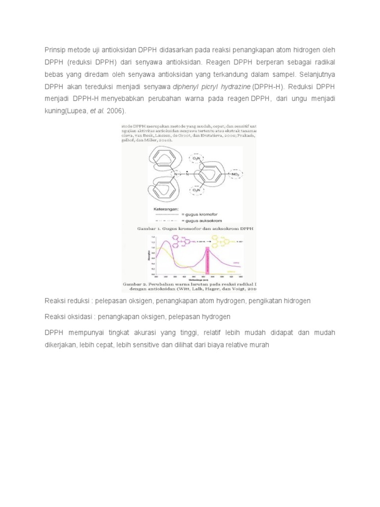 Prinsip Metode Uji Antioksidan DPPH Didasarkan Pada Reaksi Penangkapan Atom Hidrogen Oleh DPPH ...