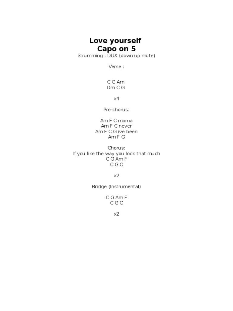 Love Yourself | PDF | Love Yourself | Song Structure