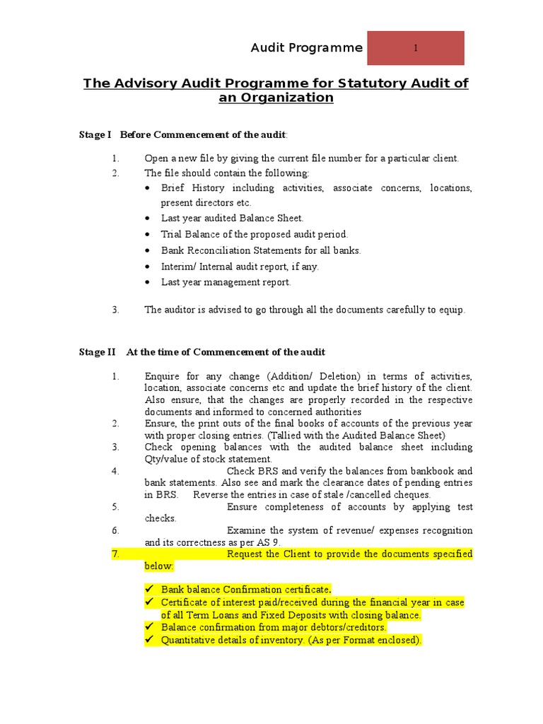Statutory Audit Programme Template | PDF | Debits And Credits | Expense