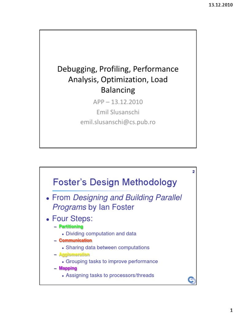 Debugging, Profiling, Performance Analysis, Optimization PDF | PDF ...