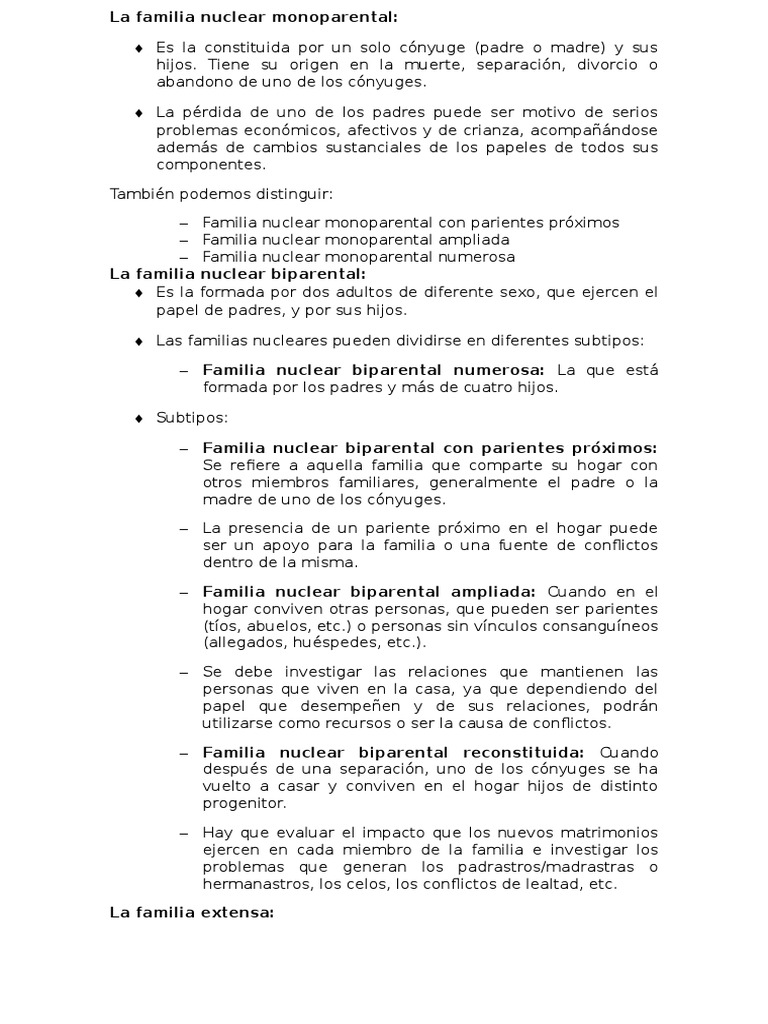 La Familia Nuclear Monoparental | PDF