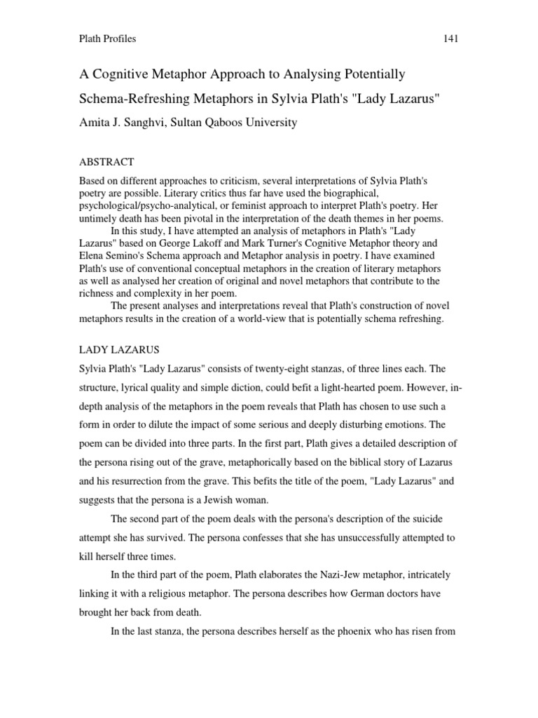 A Cognitive Metaphor Approach To Analysing Potentially Schema ...