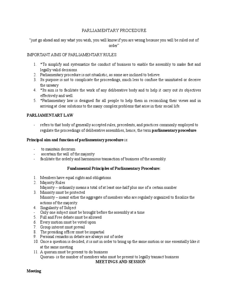 Parliamentary Procedure | PDF | Voting | Committee