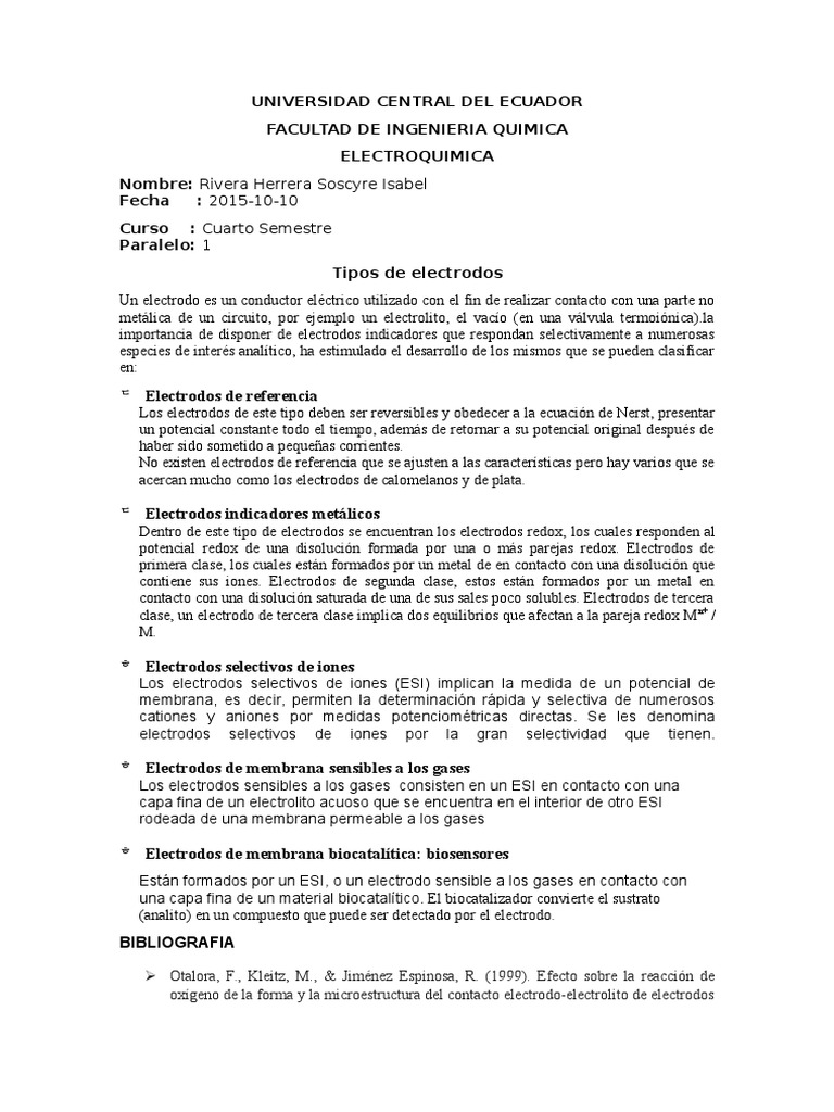 Tipos de Electrodos | PDF | Electrodo | Redox