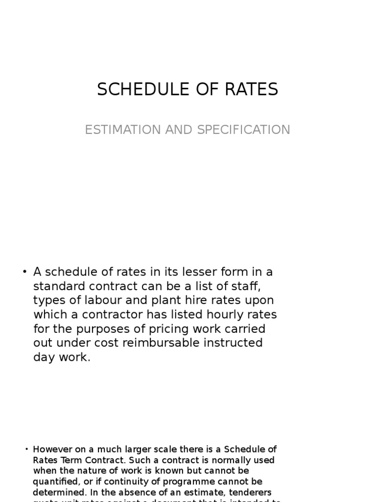 Schedule of Rates | PDF | Business | Economies