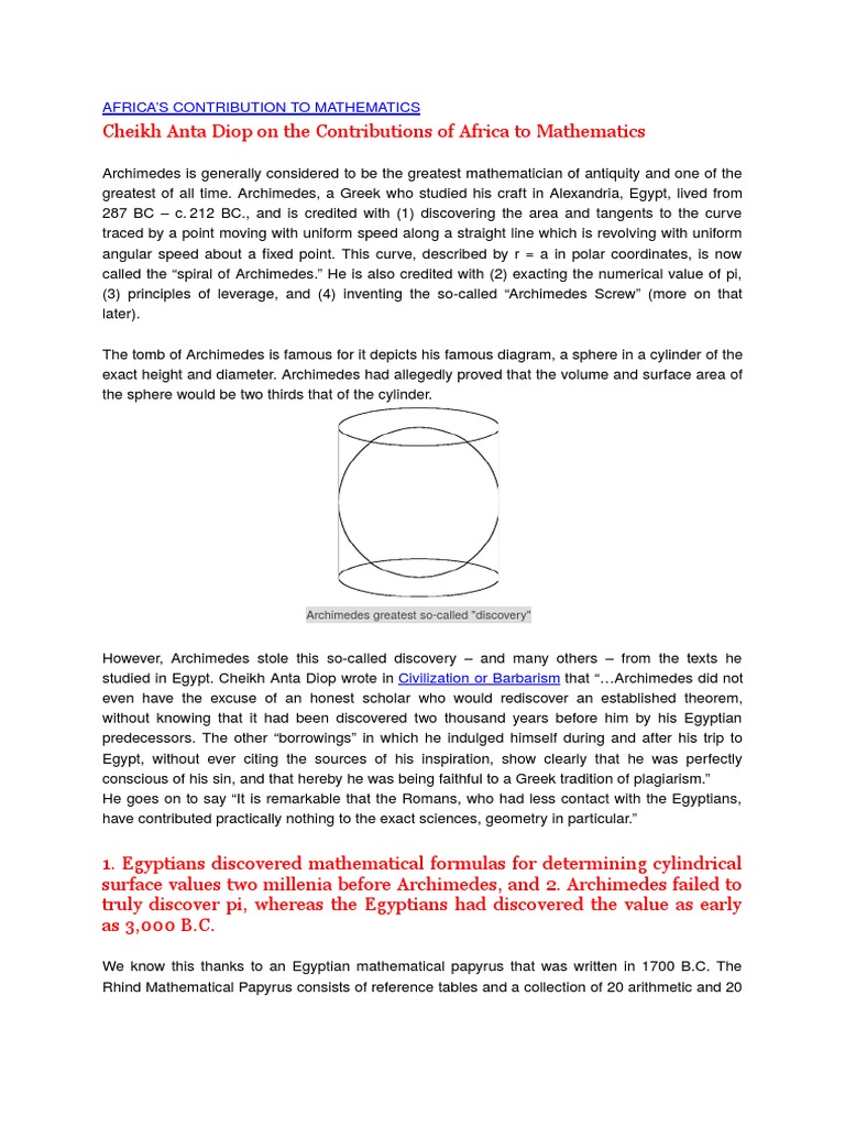 Archimedes and African Math Origins | PDF