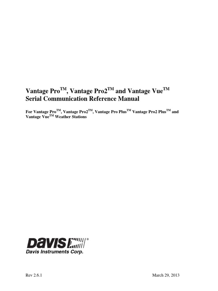 VantageSerialProtocolDocs v261 | PDF | Network Packet | Command Line ...