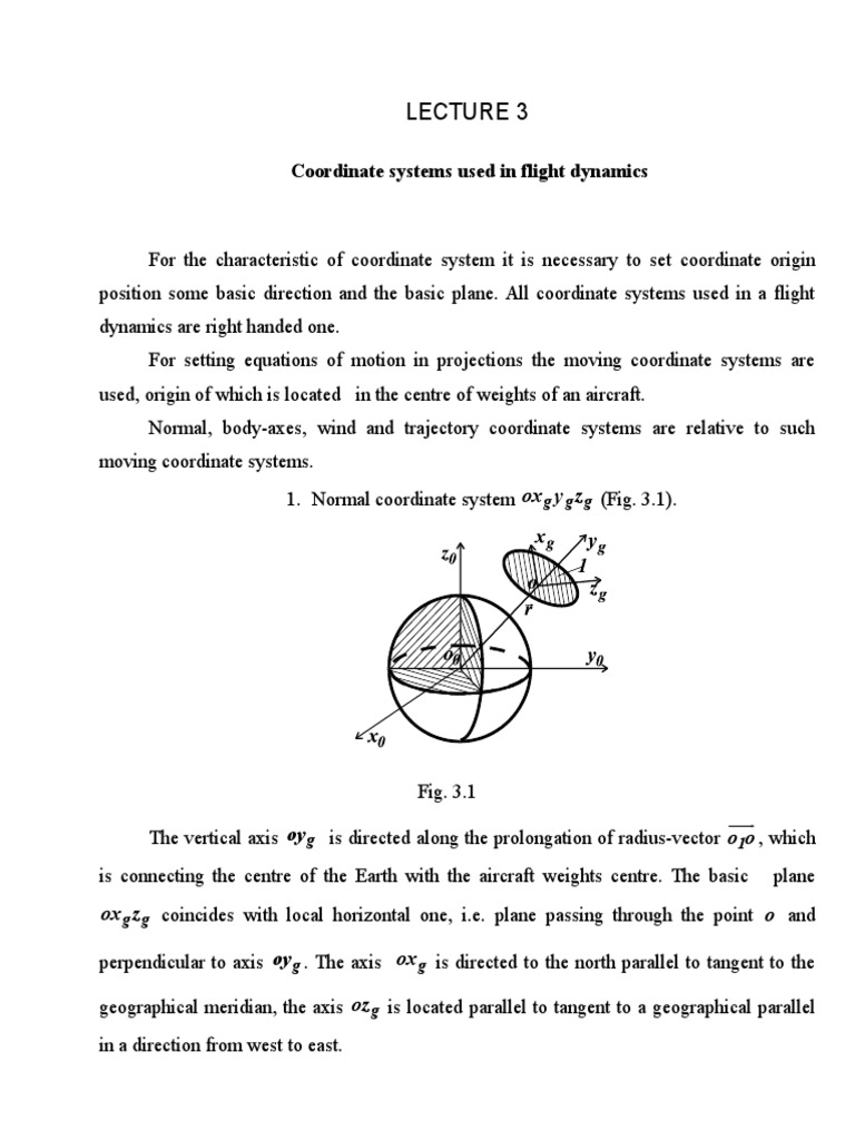 Coordinate systems used in flight dynamics | Flight Dynamics (Fixed ...