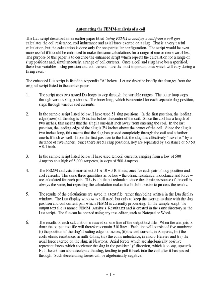 Automating The FEMM-Analysis of A Coil | PDF | Inductor | Text File