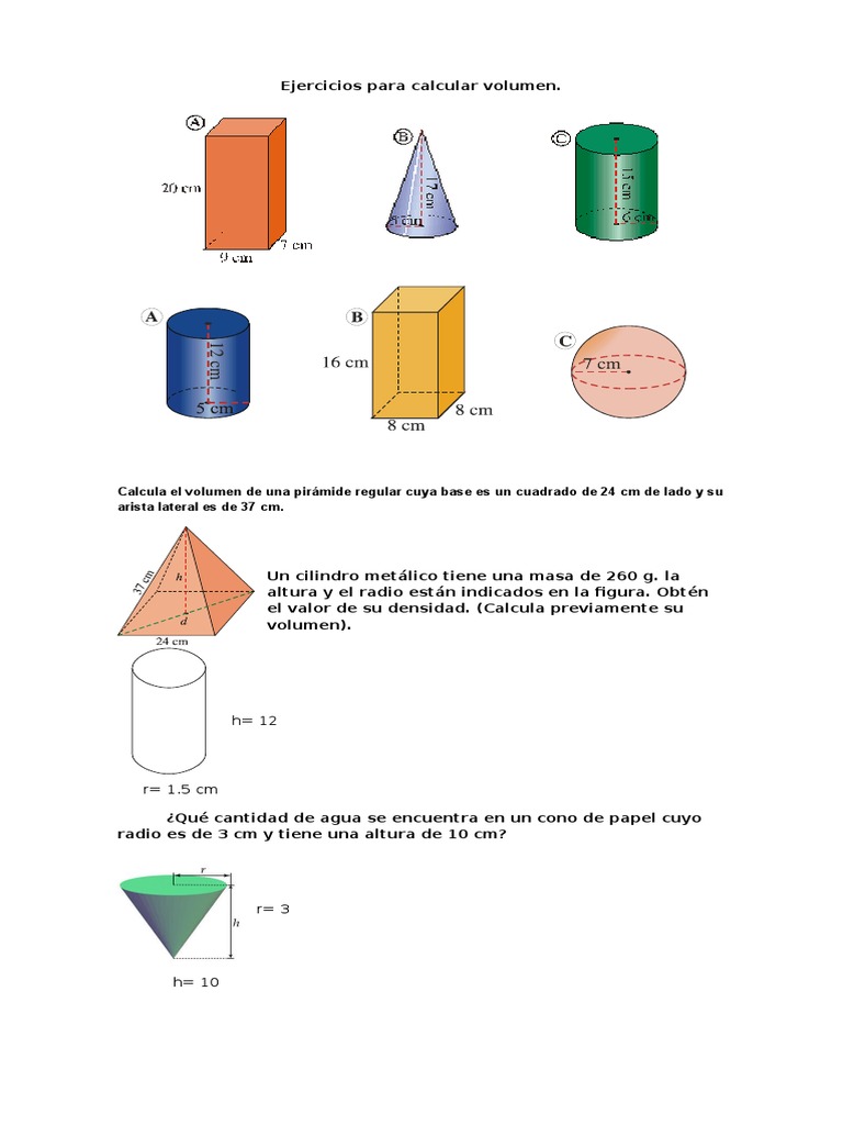 Ejercicios para Calcular Volumen | PDF