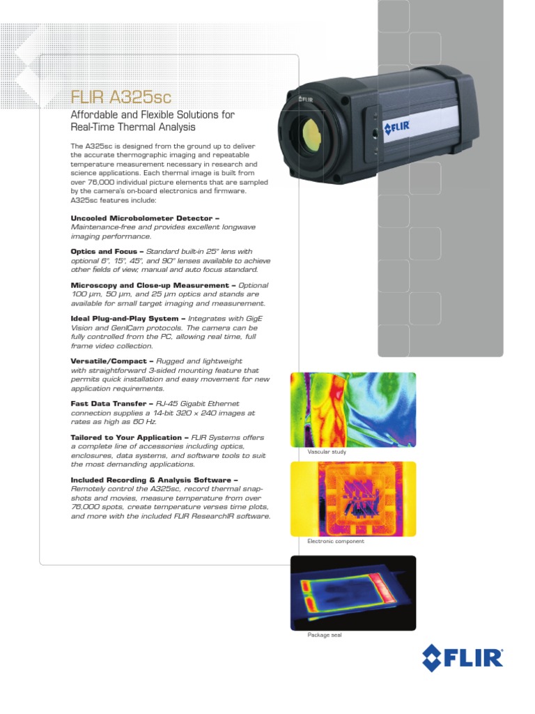 FLIR A325sc Datasheet | PDF | Camera | Lens (Optics)