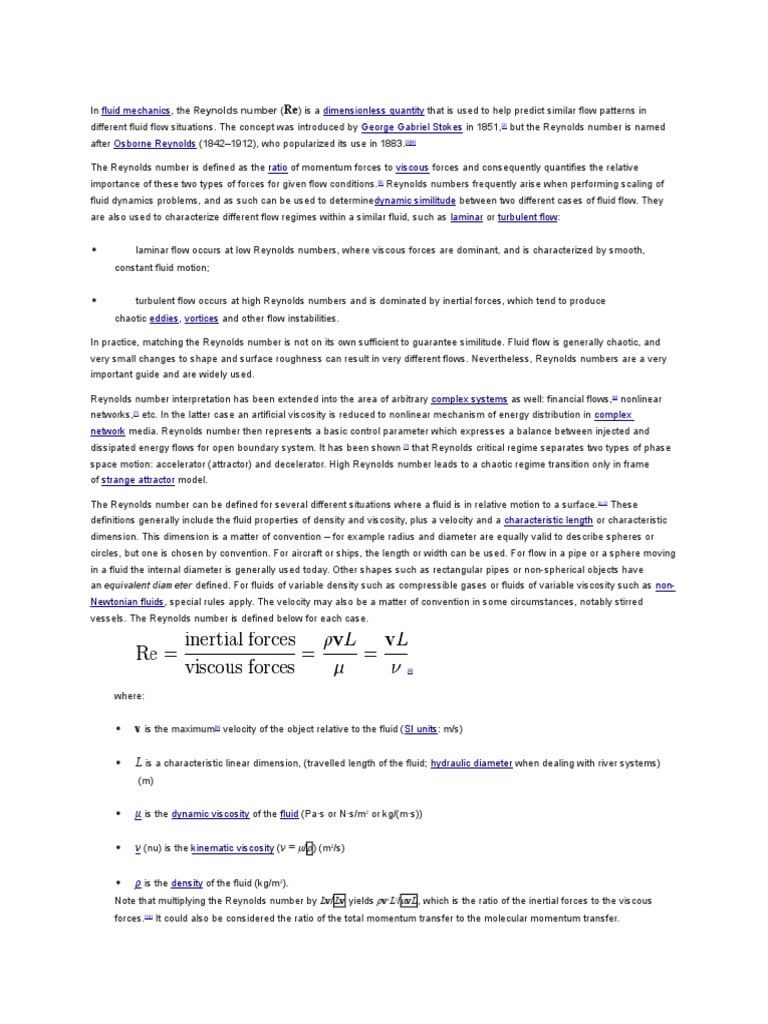 Rerynolds Number | PDF | Reynolds Number | Fluid Dynamics
