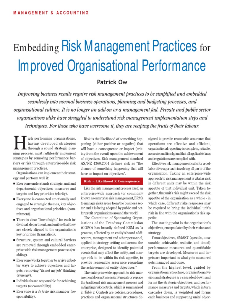 Embedding Risk Management For Improved Organisational Performance | PDF ...
