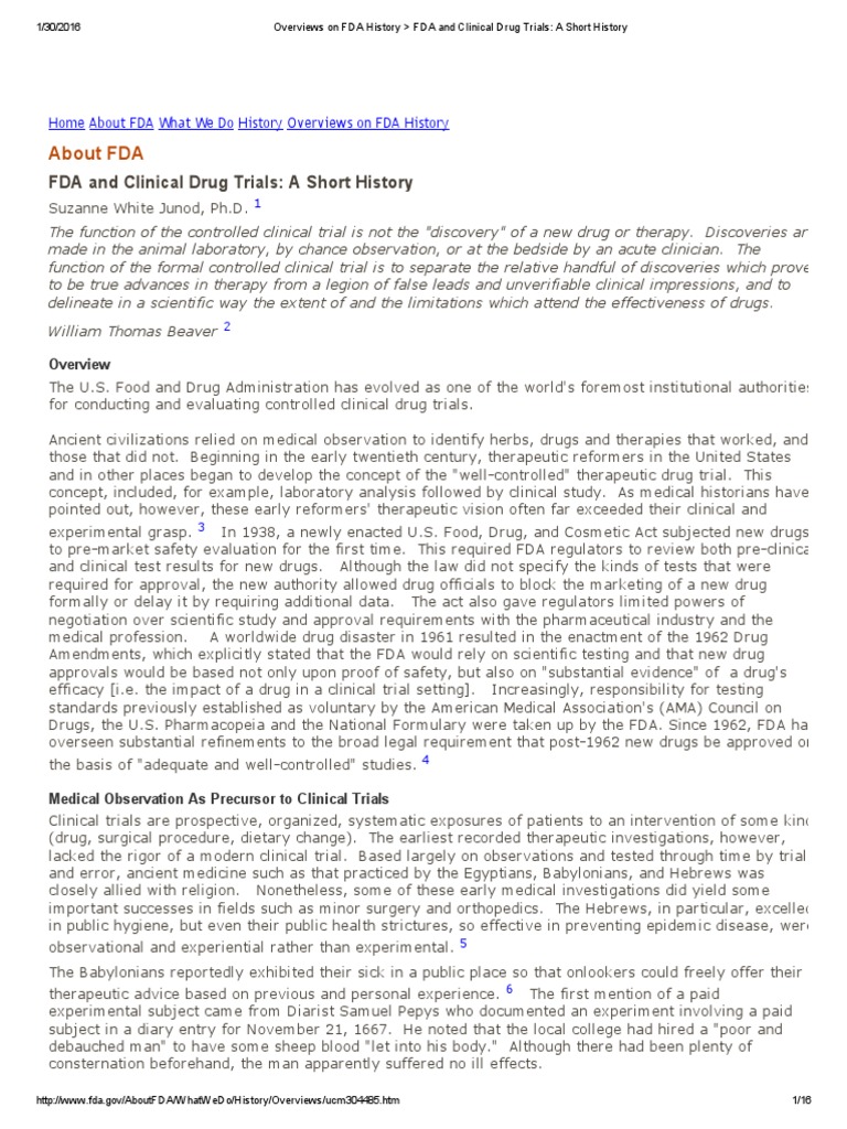 A Short History of FDA + Clinical Drug Trials | Food And Drug ...