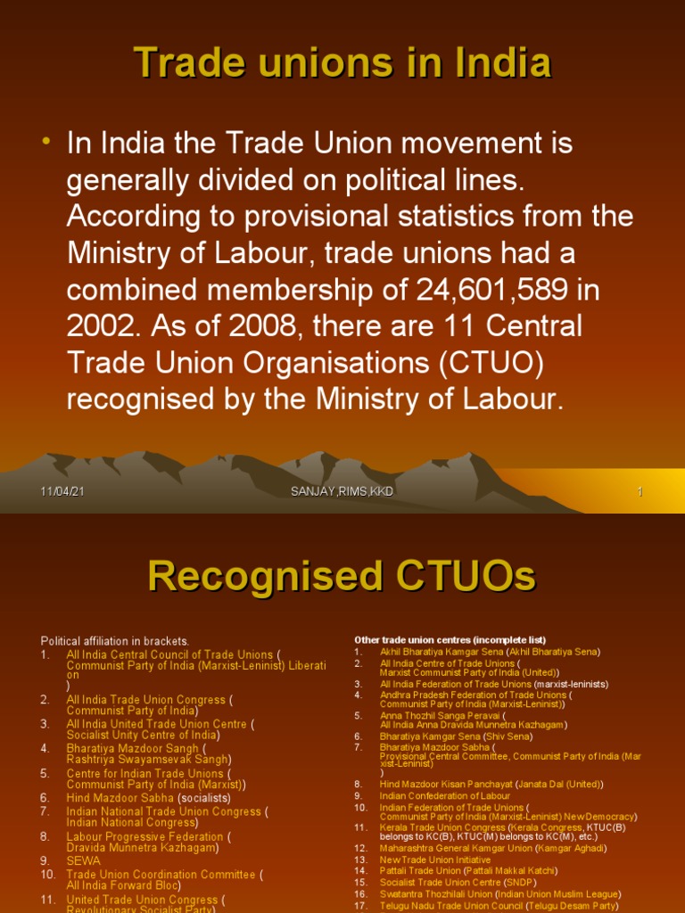 Indian Trade Unions Overview | PDF | Politics Of India | Trade Union