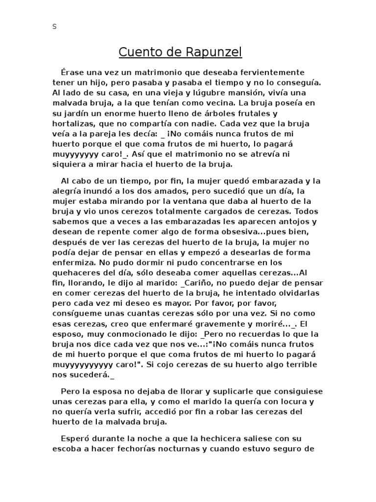 Cuento de Rapunzel: La historia completa | PDF | Rapunzel