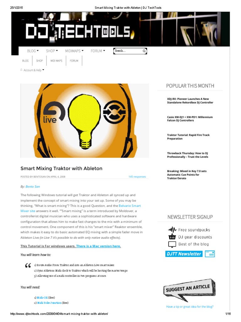 Smart Mixing Traktor With Ableton - DJ TechTools | PDF | Disc Jockey ...