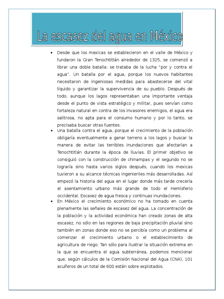 Historia de La Escasez de Agua en México2 | PDF | Conflicto (proceso ...