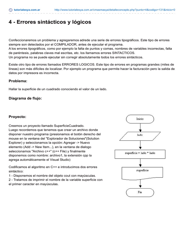 4 - Errores Sintácticos y Lógicos en C | PDF | C ++ | Áreas de informática