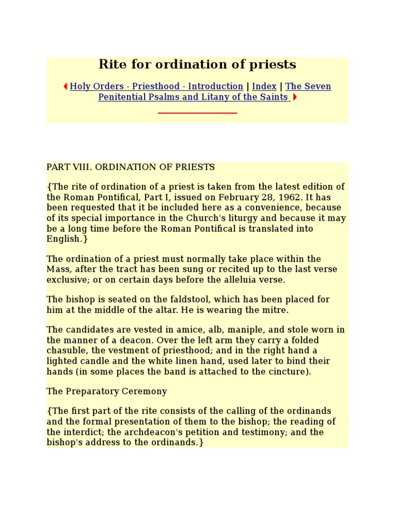 Rite For Ordination of Priests | PDF | Priest | Ordination