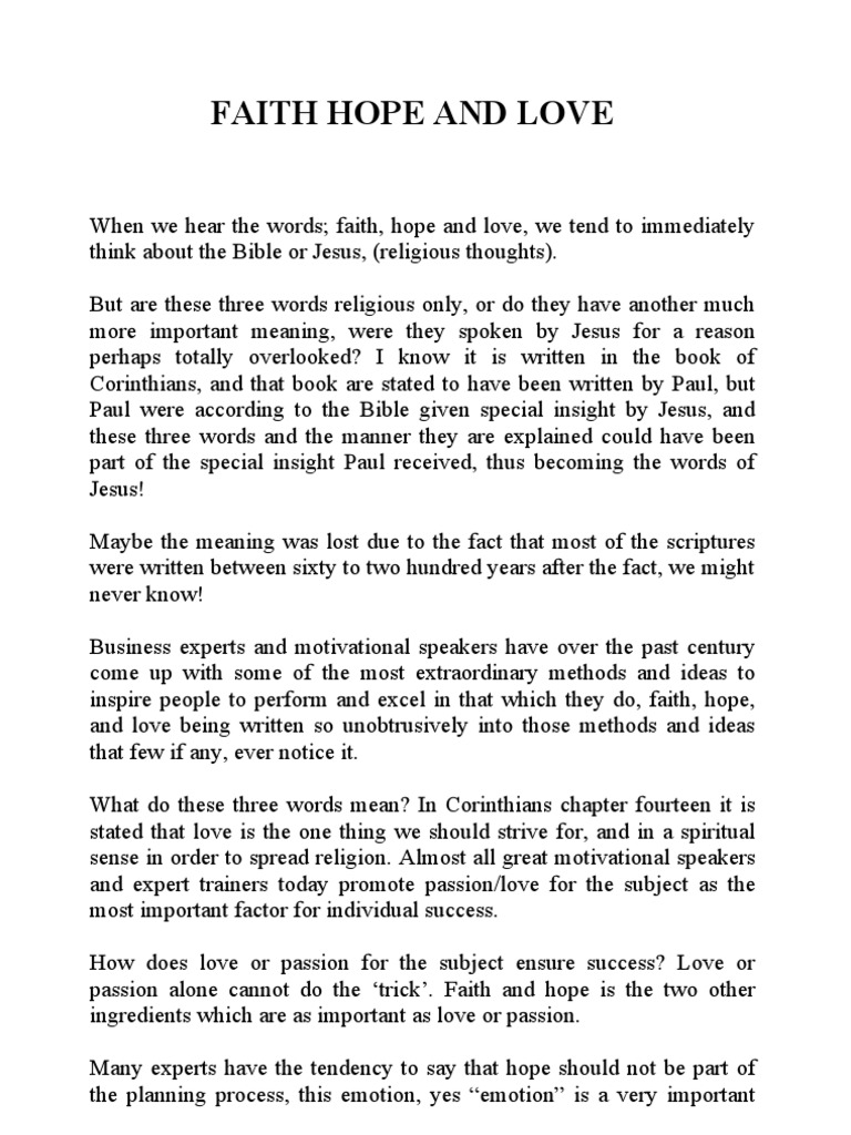 Faith Hope and Love | PDF | Hope | Faith