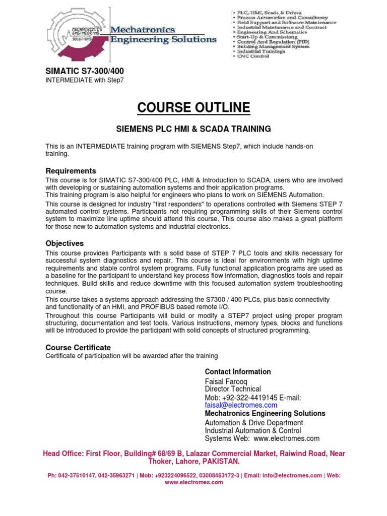 Course Outline: SIMATIC S7-300/400 | PDF
