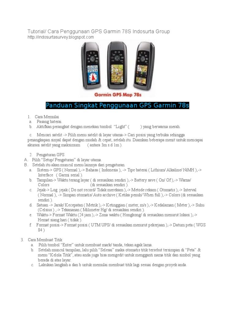 Tutorial Cara Penggunaan Gps Garmin 78s | PDF | Komputer