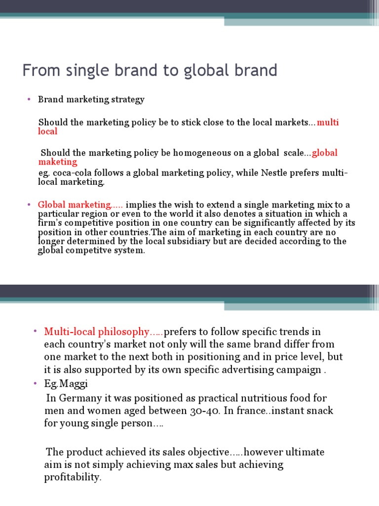 From Single Brand To Global Brand: Multi Local Global Maketing ...