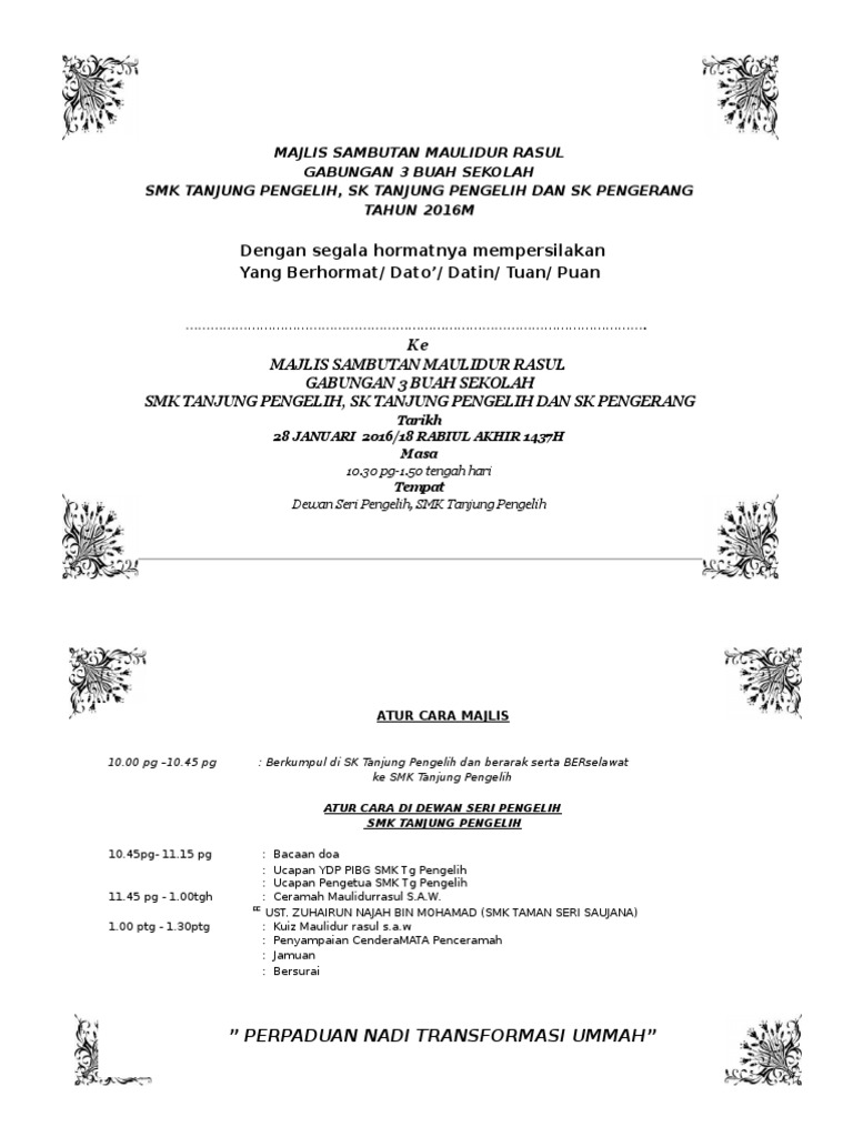 Kad Jemputan Maulidurrasul 2016 | PDF