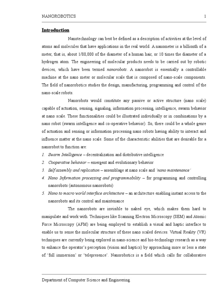NanoRobotics DOCUMENT | Nanomedicine | Nanotechnology