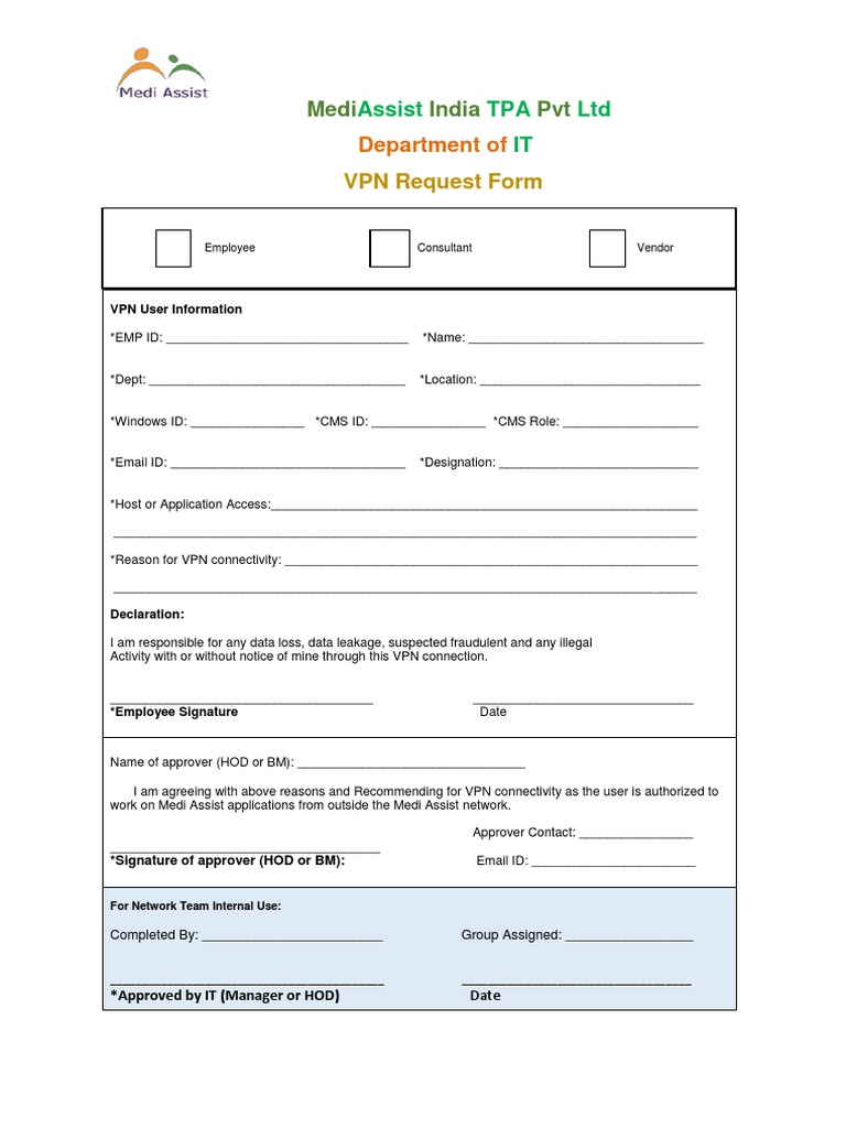 VPN Request Form v2.0 | PDF