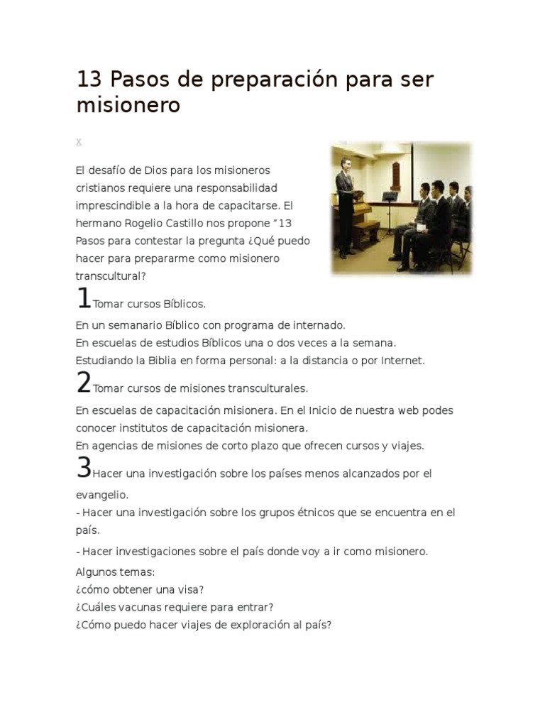 13 Pasos para ser misionero eficaz | PDF | Misionero | Biblia
