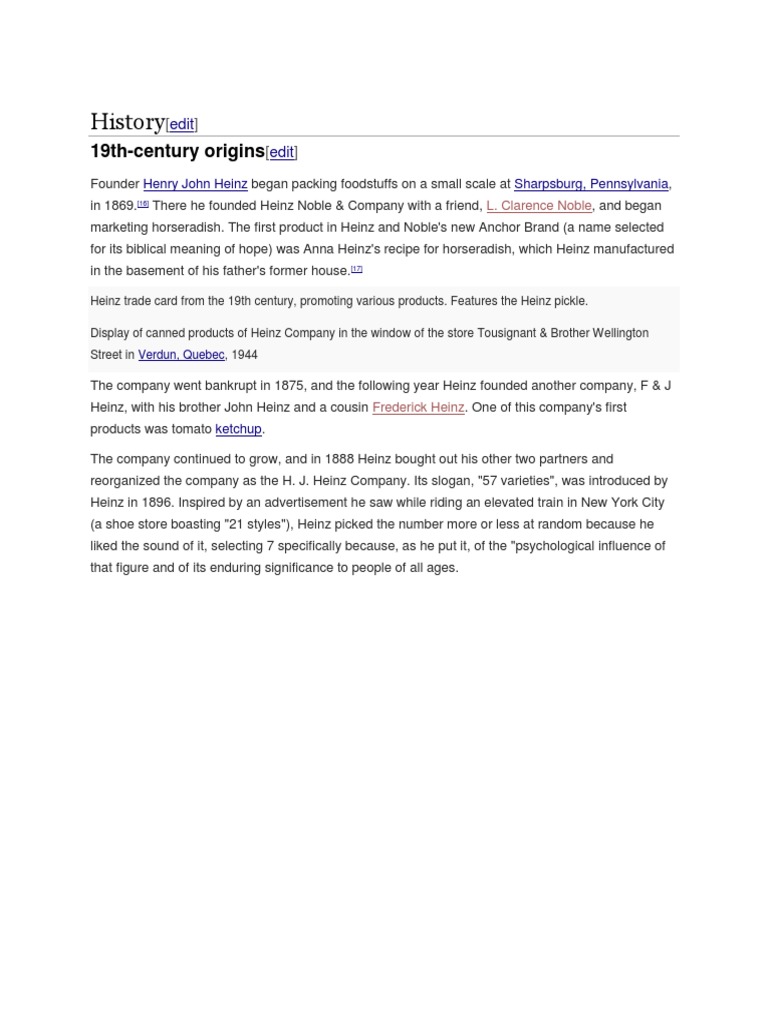 Heinz: Origins and First Products | PDF | History