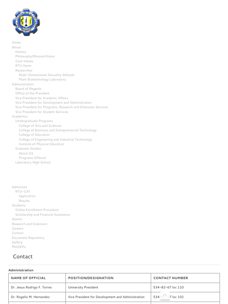 Contact _ Rizal Technological University | Science And Technology ...