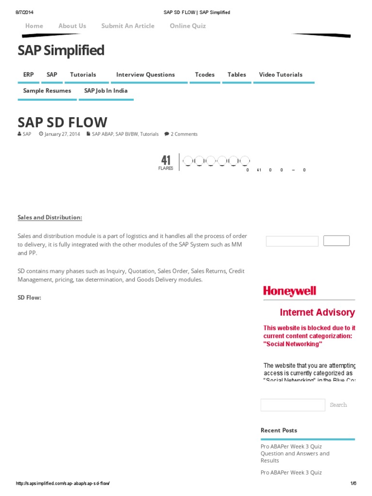 Sap SD Flow - Sap Simplified | PDF | Computing | Software