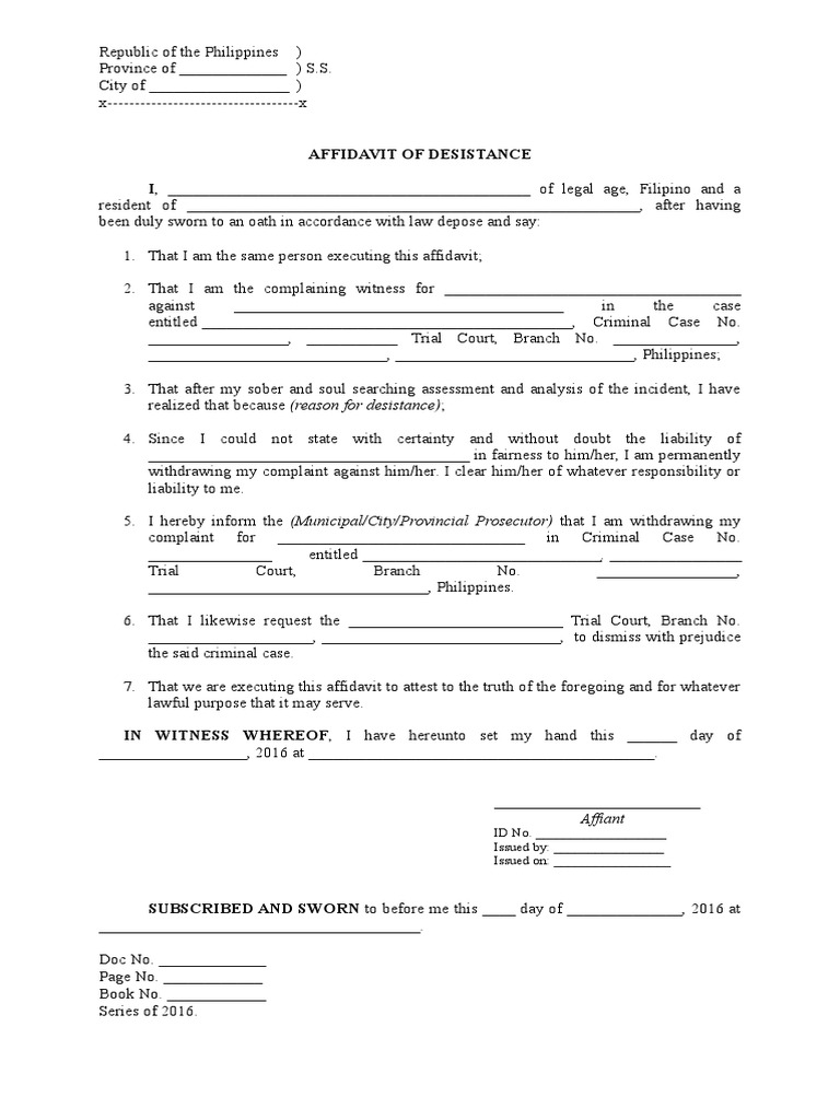 Affidavit of Desistance | PDF | Politics | Social Science