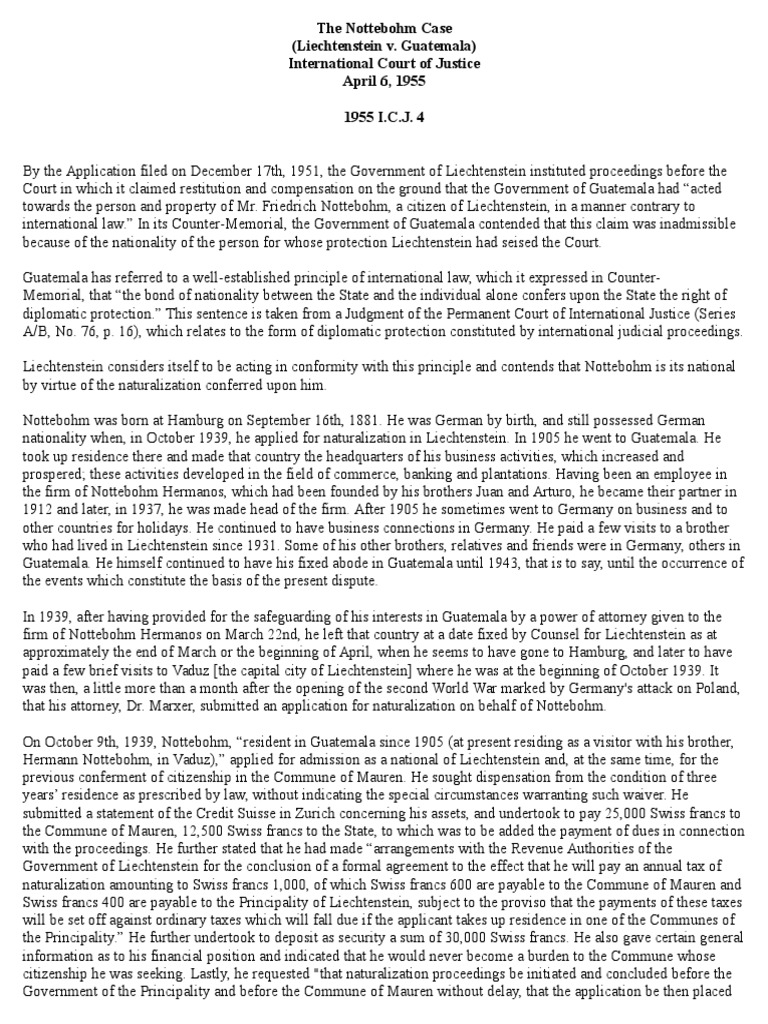 The Nottebohm Case | PDF