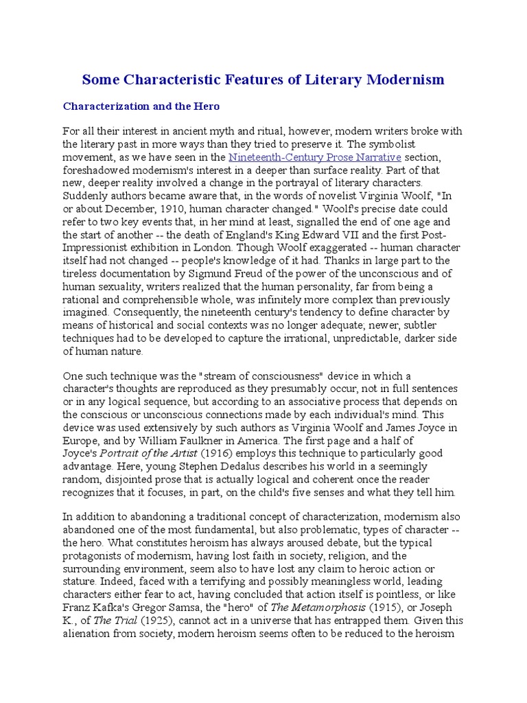 Characteristics of Modernism in Literature | PDF | Modernism | Poetry