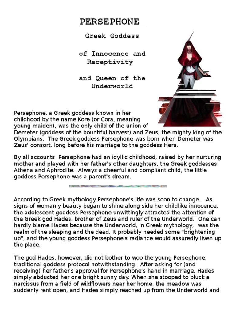 Persephone: Greek Goddess of Innocence and Receptivity and Queen of The ...