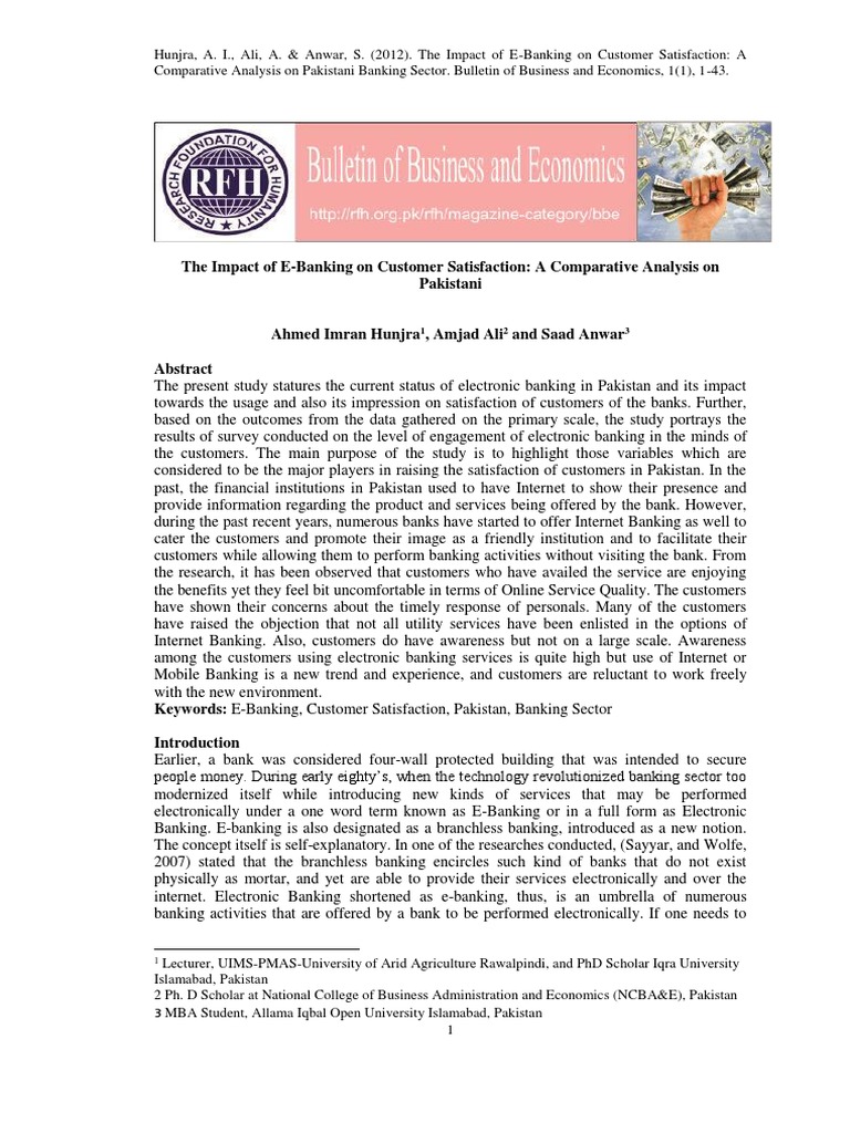 The Impact Of E Banking On Customer Satisfaction A Comparative