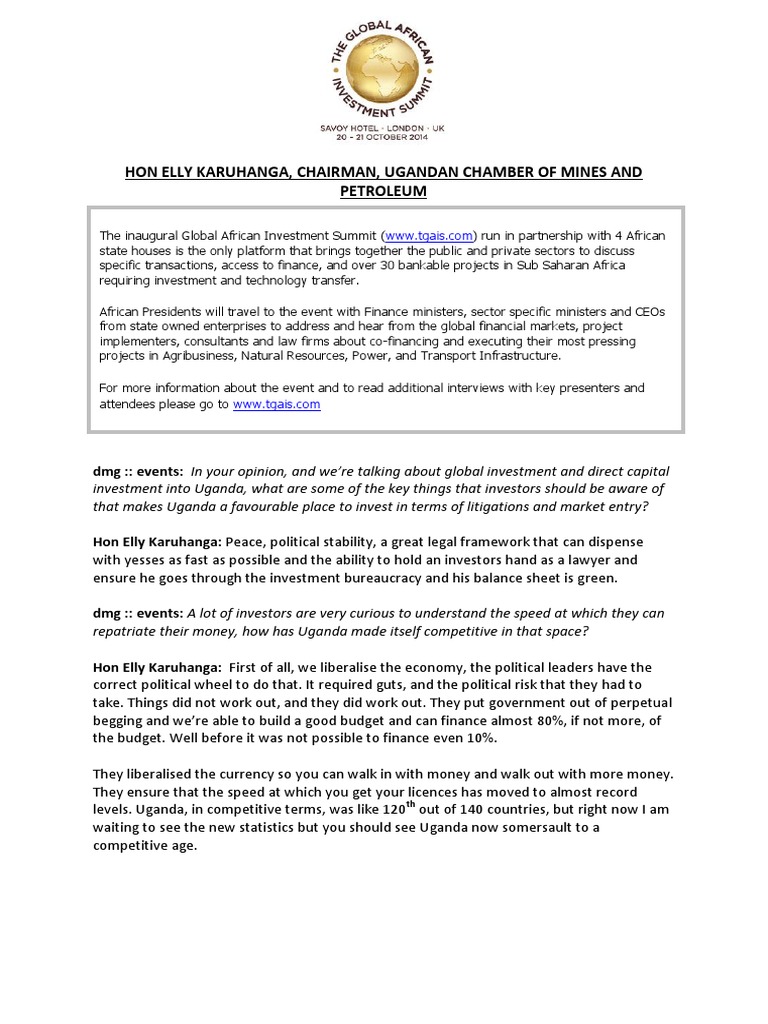 Hon Elly Karuhanga UMCP PDF | PDF | Uganda | Investor