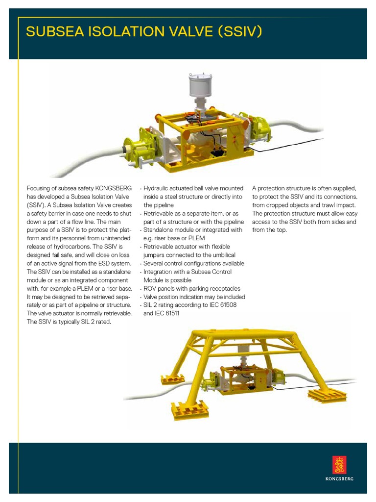 Kongsberg Product Sheet A4 SSIV Low | PDF | Valve | Actuator